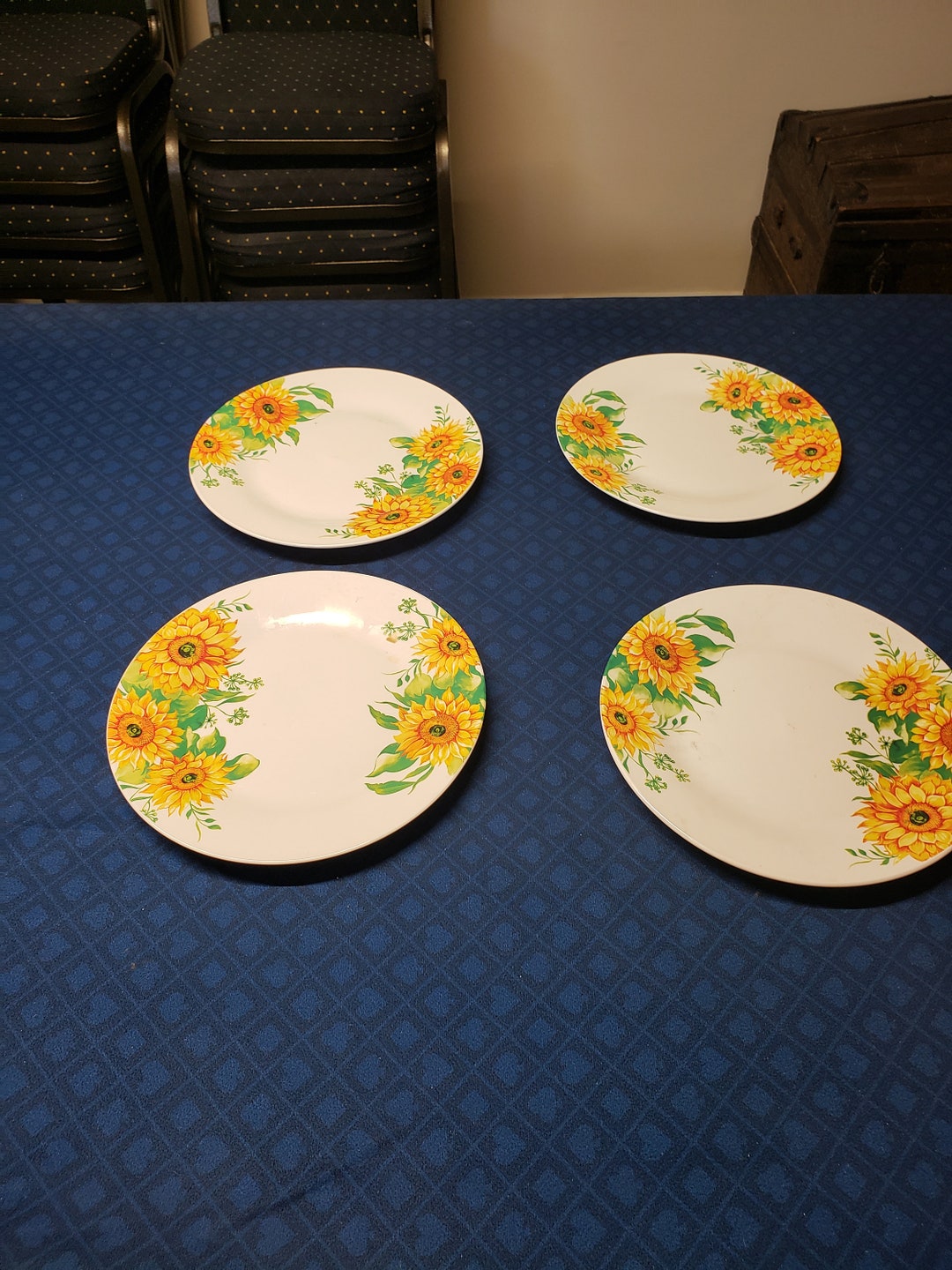 Sunflower Dinner Plates Set of 4 - Etsy