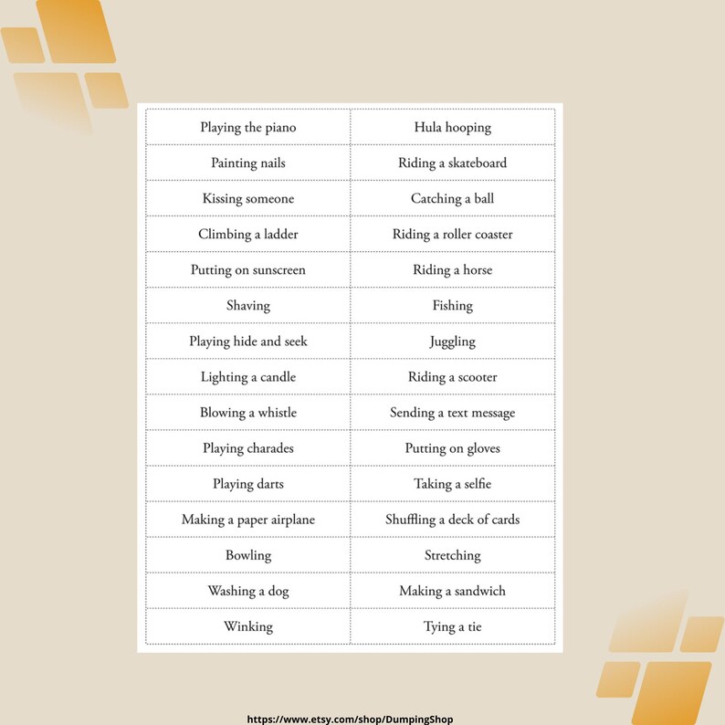 Printable Charades Set of 100 Phrases & Words. Charades Ideas. Kids ...