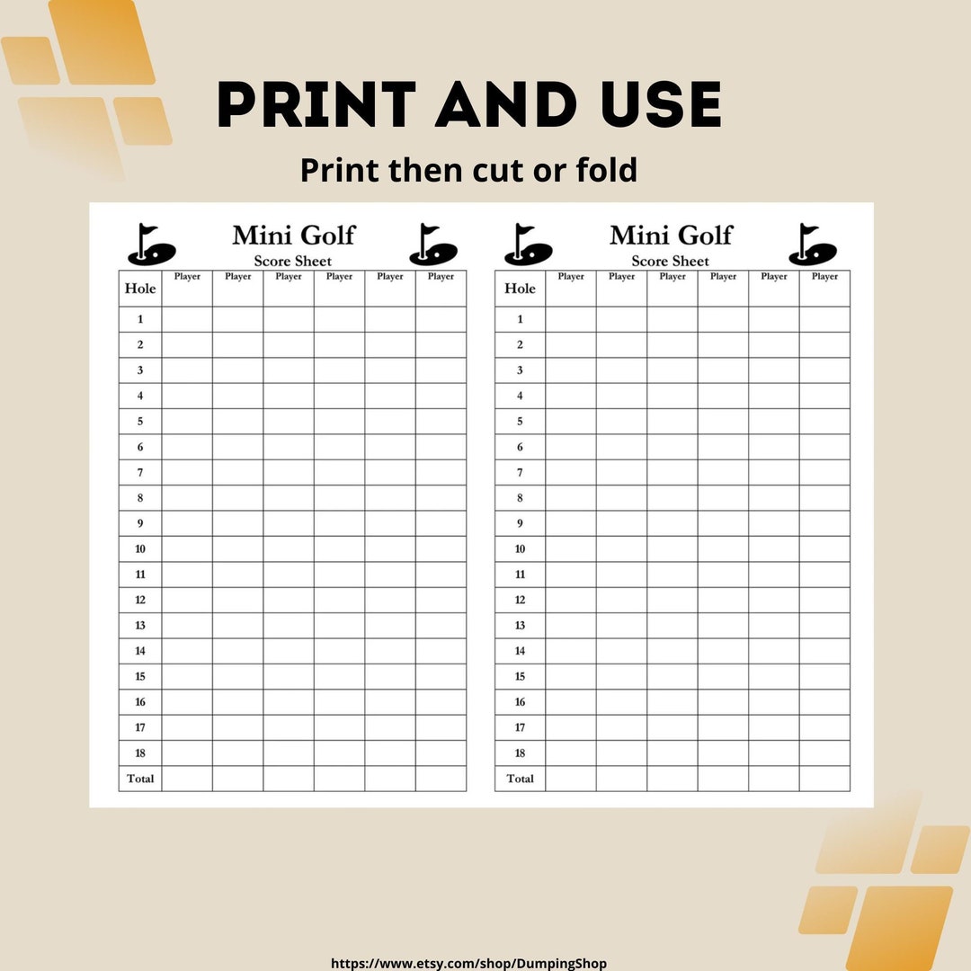 Miniature Golf, Printable Mini Golf Score Sheet PDF Format, 2 per Page ...