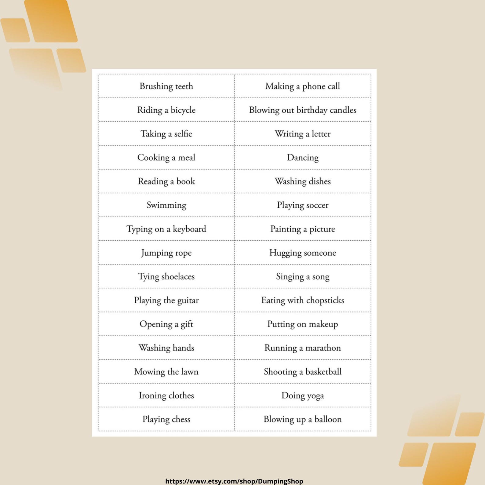 Printable Charades Set of 100 Phrases & Words. Charades Ideas. Kids ...