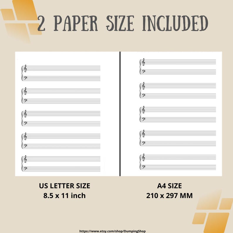 Printable Sheet Music for Letter/a4. Blank Sheet Music Printable. Piano ...