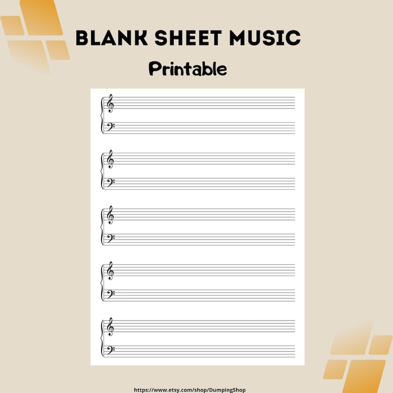 Printable Sheet Music for Letter/a4. Blank Sheet Music Printable. Piano ...