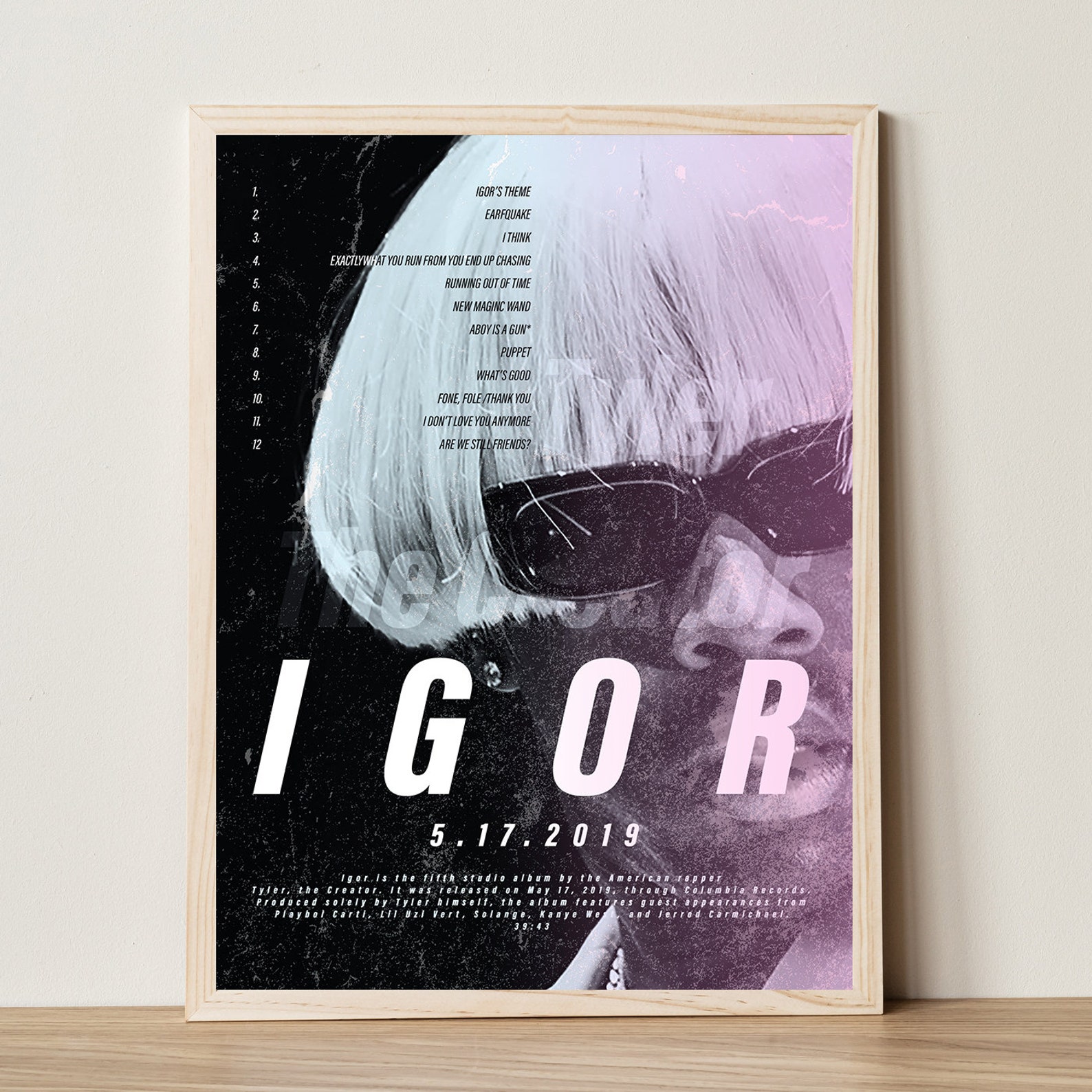 Tyler, the Creator Poster IGOR Poster IGOR Album Cover Poster Digital ...