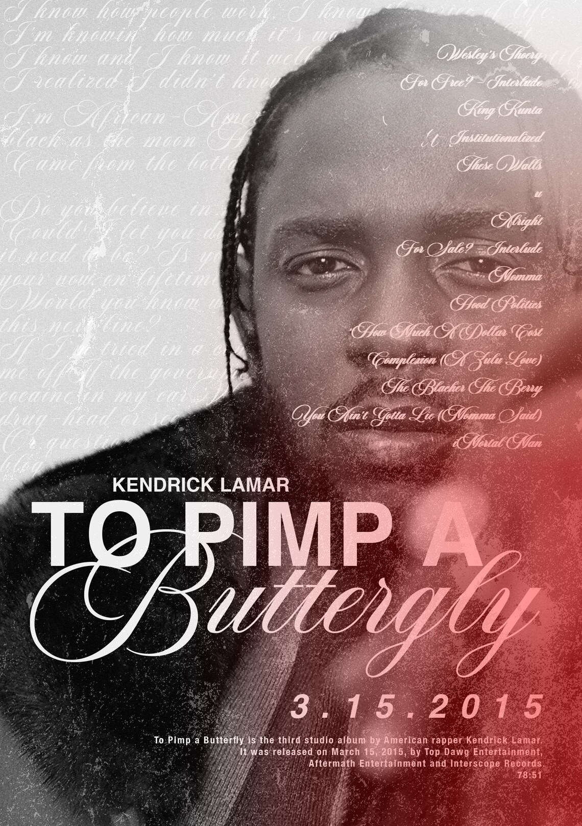 Kendrick Lamar Poster | to Pimp a Butterfly Poster | TPBP Album Cover ...
