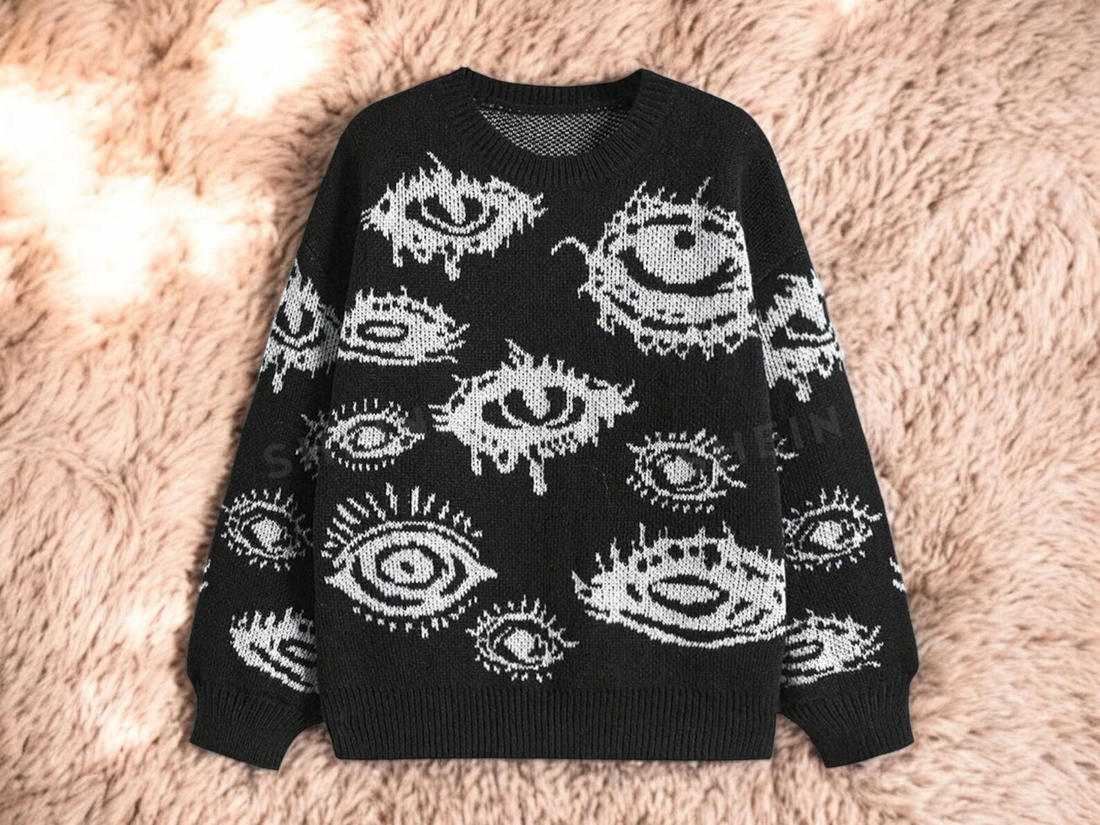 Eye Pattern Knit Sweater | Oversized Cozy Pullover | Soft & Warm ...