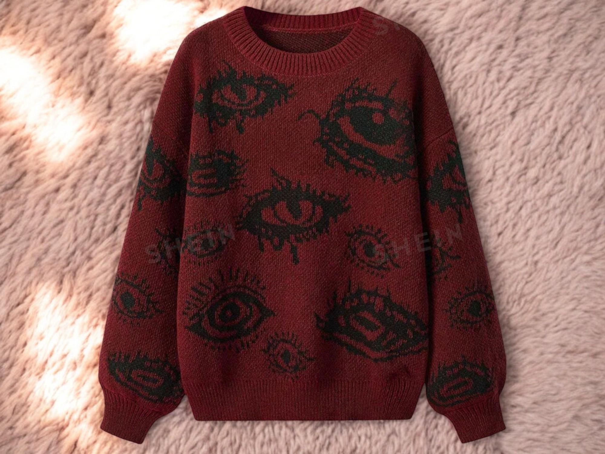 Eye Pattern Knit Sweater | Oversized Cozy Pullover | Soft & Warm ...