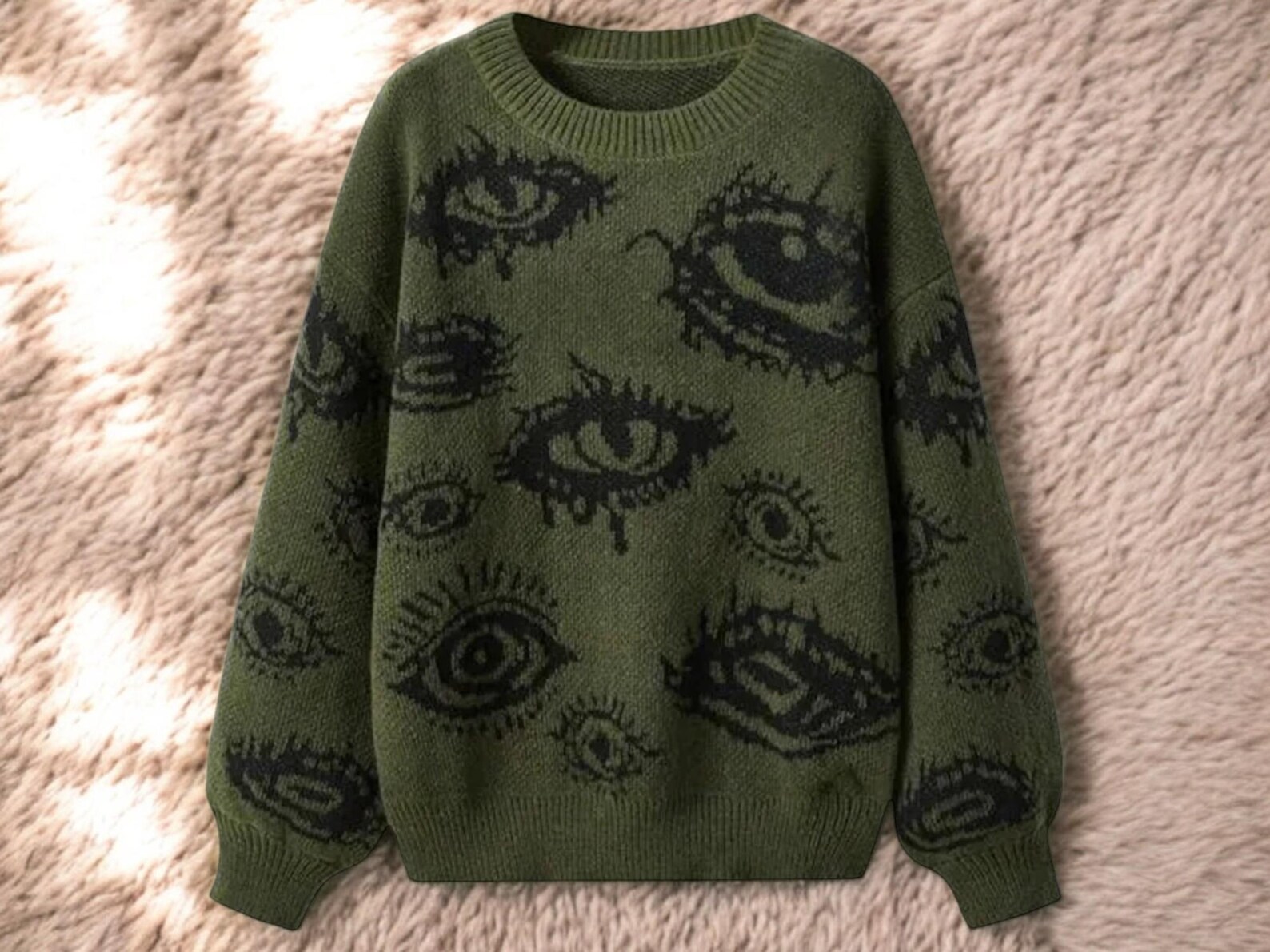 Eye Pattern Knit Sweater | Oversized Cozy Pullover | Soft & Warm ...
