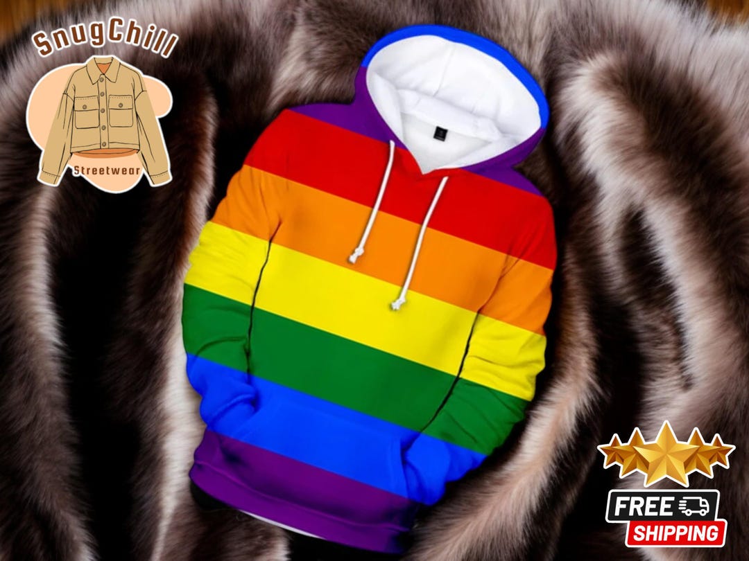 Pride Flag Hoodie | LGBTQ+ Rainbow Sweatshirt | Colorful Equality ...