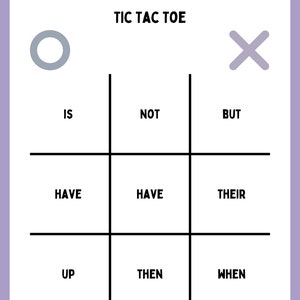 Sight Word Tic Tac Toe Game Worksheet in White Purple Simple Style - Etsy