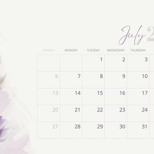 Aesthetic Minimalist Watercolor Illustration Year 2025 Monthly Calendar ...