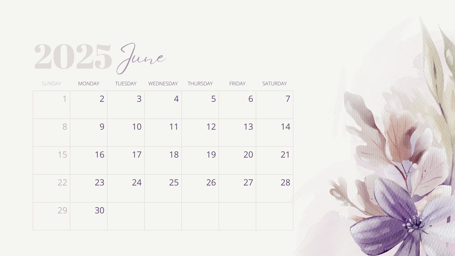 Aesthetic Minimalist Watercolor Illustration Year 2025 Monthly Calendar ...