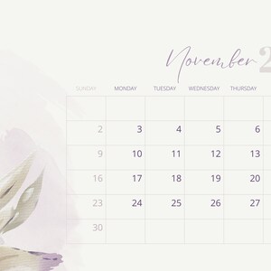Aesthetic Minimalist Watercolor Illustration Year 2025 Monthly Calendar ...