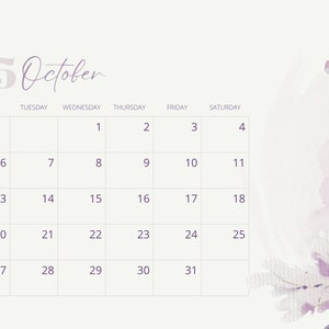 Aesthetic Minimalist Watercolor Illustration Year 2025 Monthly Calendar ...