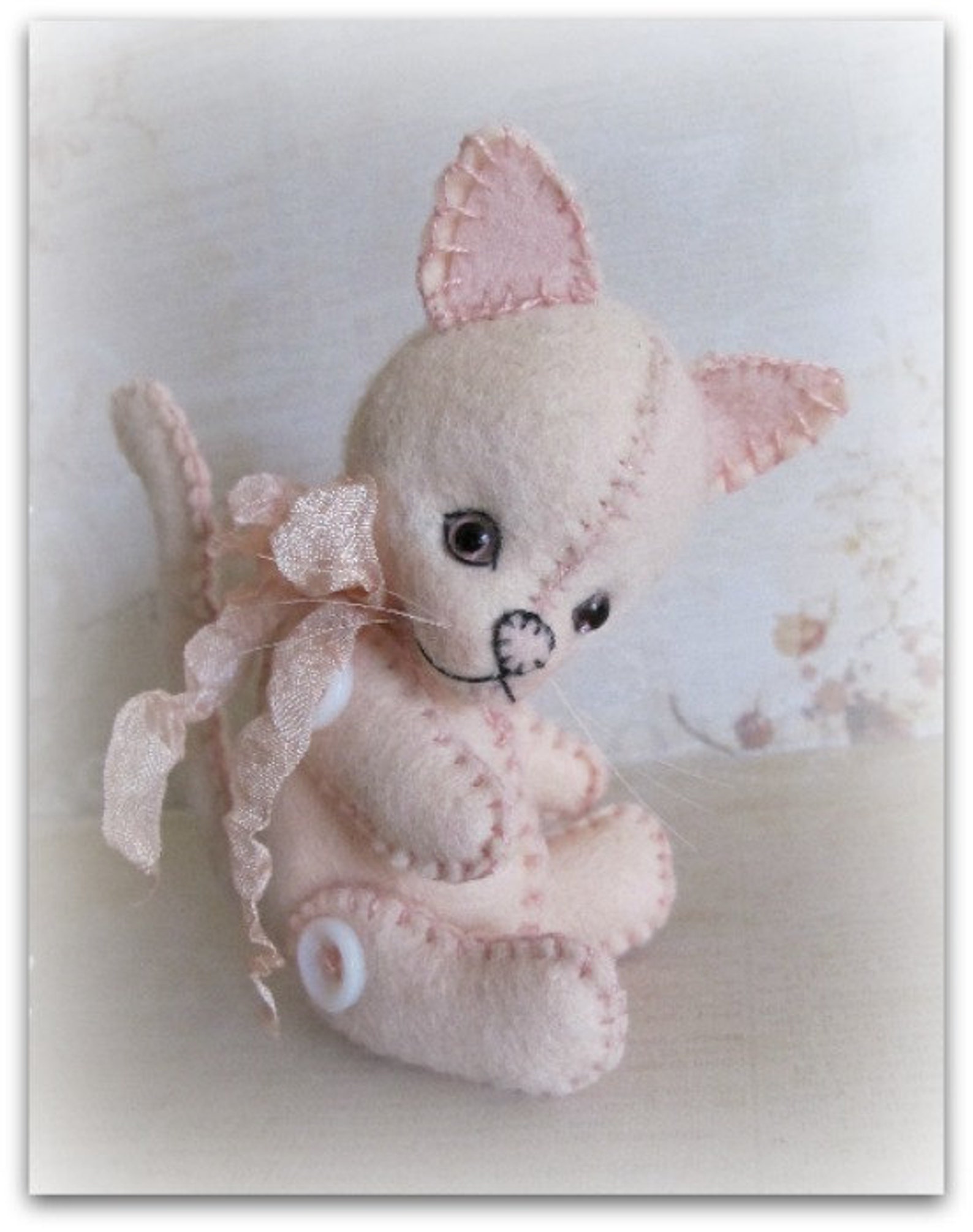 PDF E Pattern to Make 5" Wool Felt Kitty Cat AND 5" Bunny Rabbit by ...