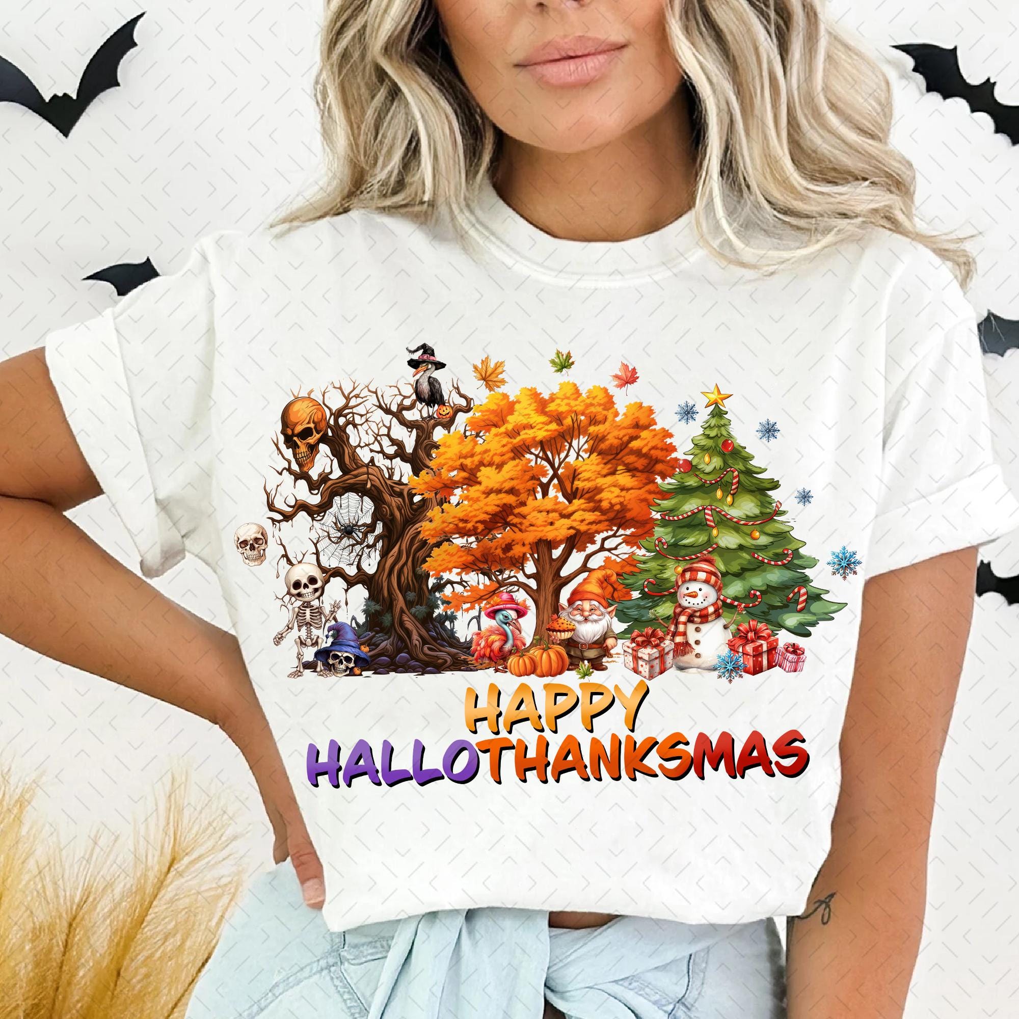 Happy Hallothanksmas PNG, Skeleton Halloween, Turkey Thanksgiving ...