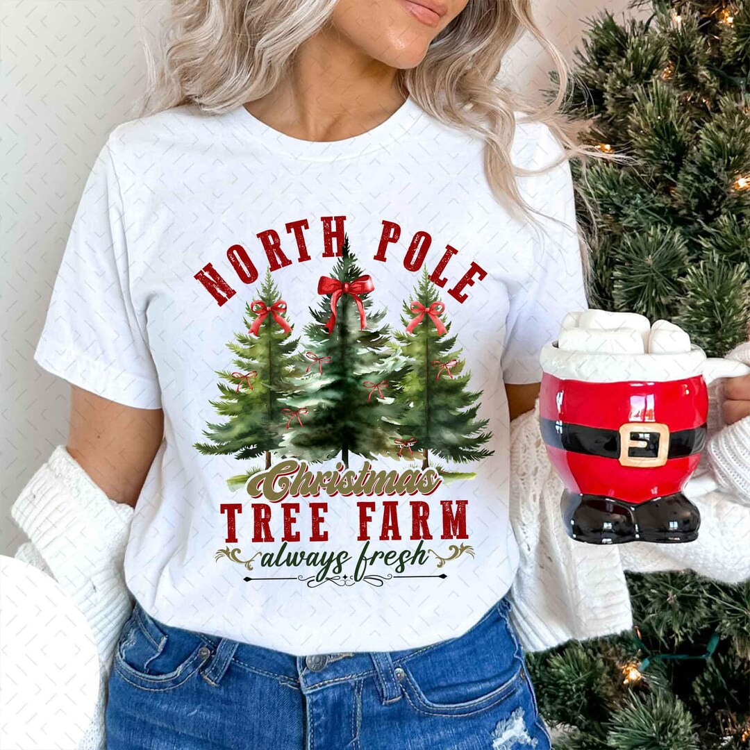 Retro North Pole Tree Farm Png, Christmas Tree Farm Fresh Png Design ...