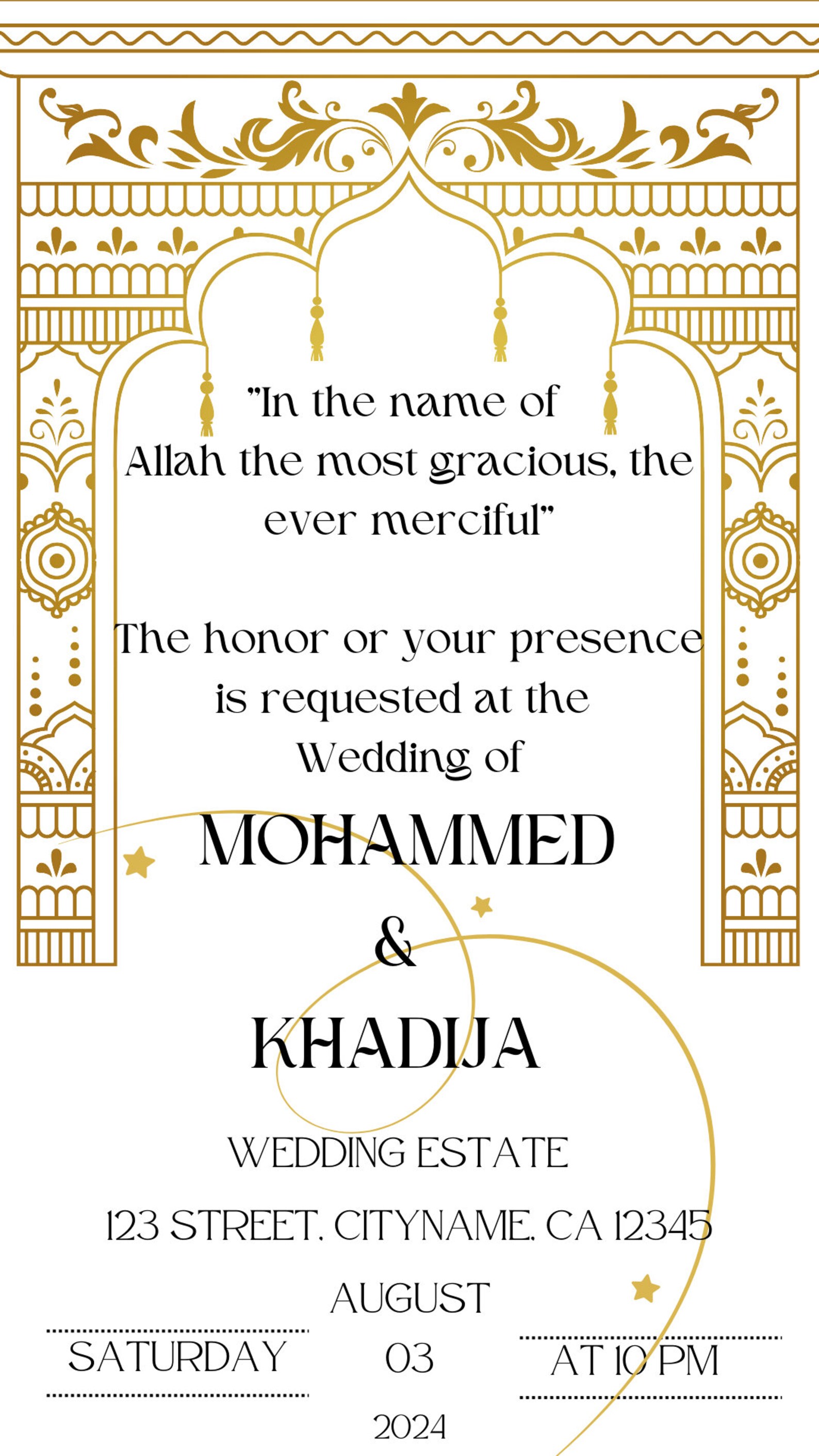 Editable Digital Muslim Wedding Invite, Editable Muslim Wedding ...
