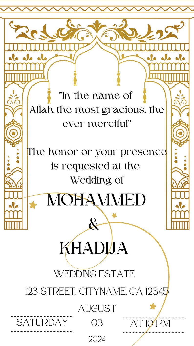 Editable Digital Muslim Wedding Invite, Editable Muslim Wedding ...