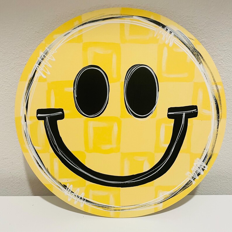 Checkered Smiley Face Door Hanger, Checkerboard Door Hanger, Classroom ...