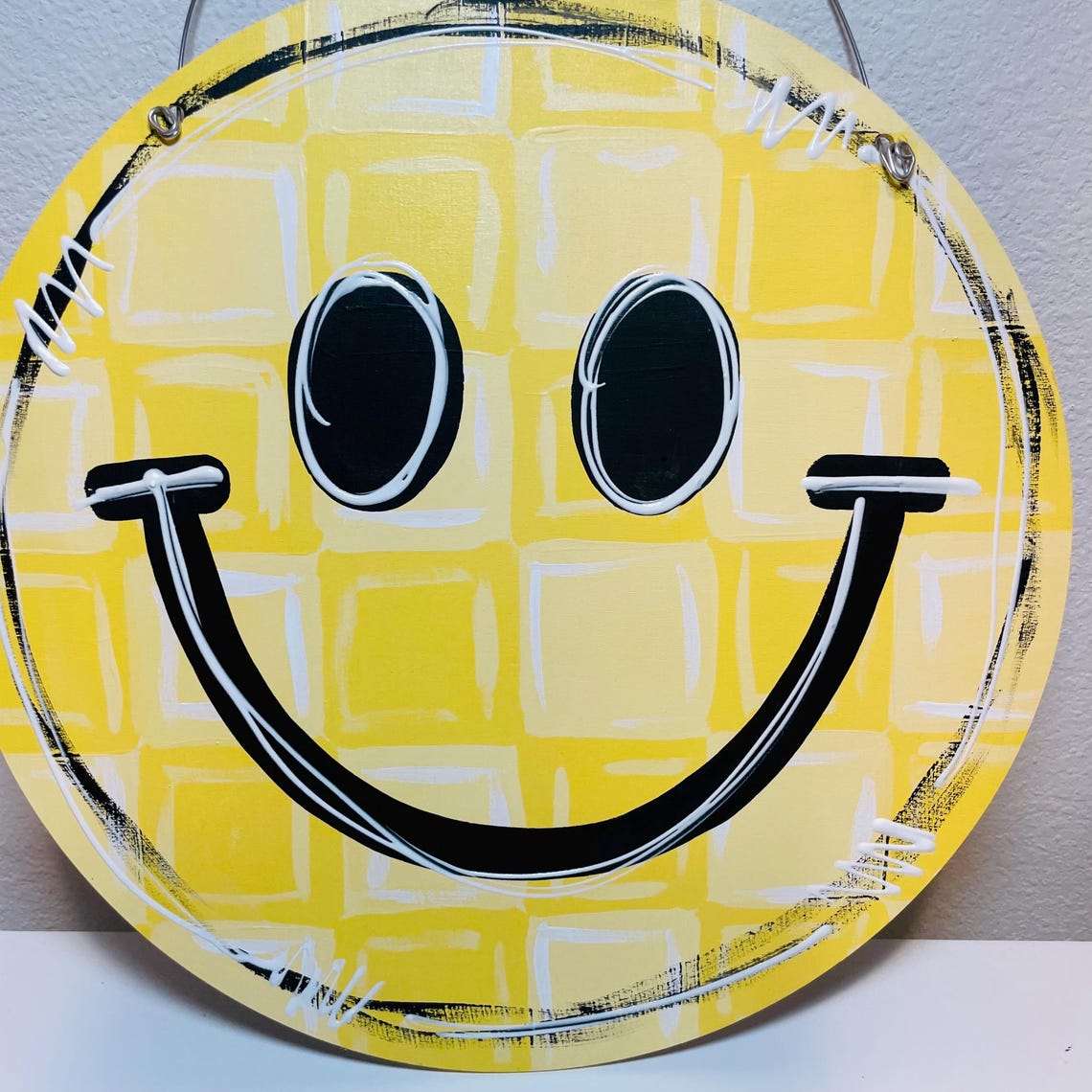 Checkered Smiley Face Door Hanger, Checkerboard Door Hanger, Classroom ...