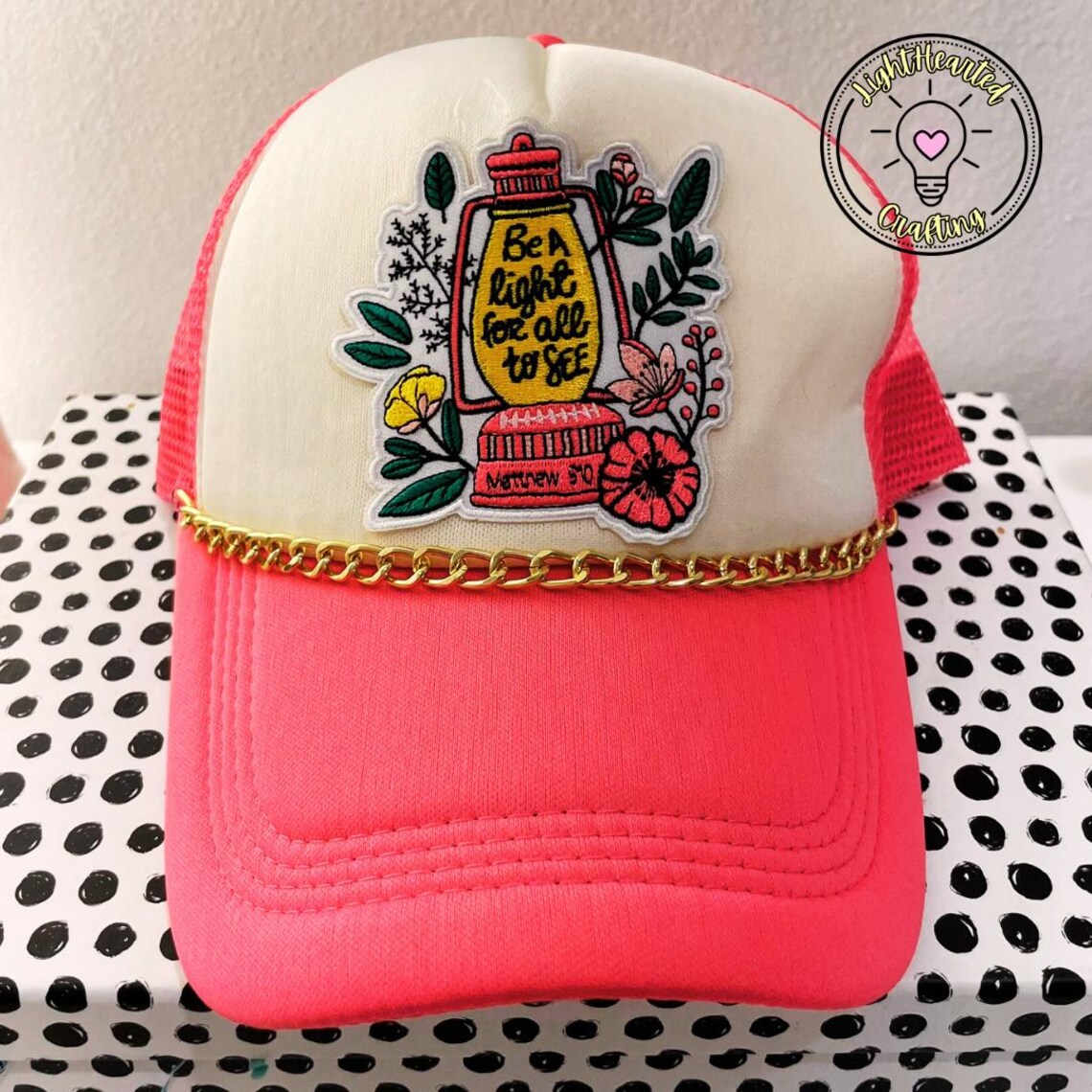 Be a Light Trucker Hat, Pink Trucker Hat With Patches, Trucker Hat for ...