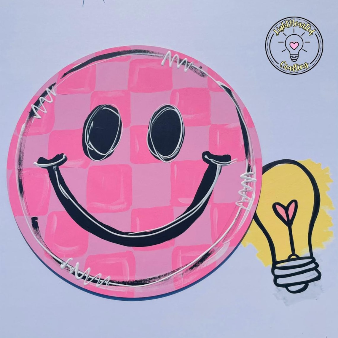 Checkered Smiley Face Door Hanger, Checkerboard Door Hanger, Classroom ...