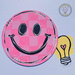 Checkered Smiley Face Door Hanger, Checkerboard Door Hanger, Classroom ...