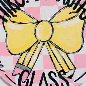 Pencil Bow Door Hanger; Personalized Teacher Door Hanger; Pastel ...