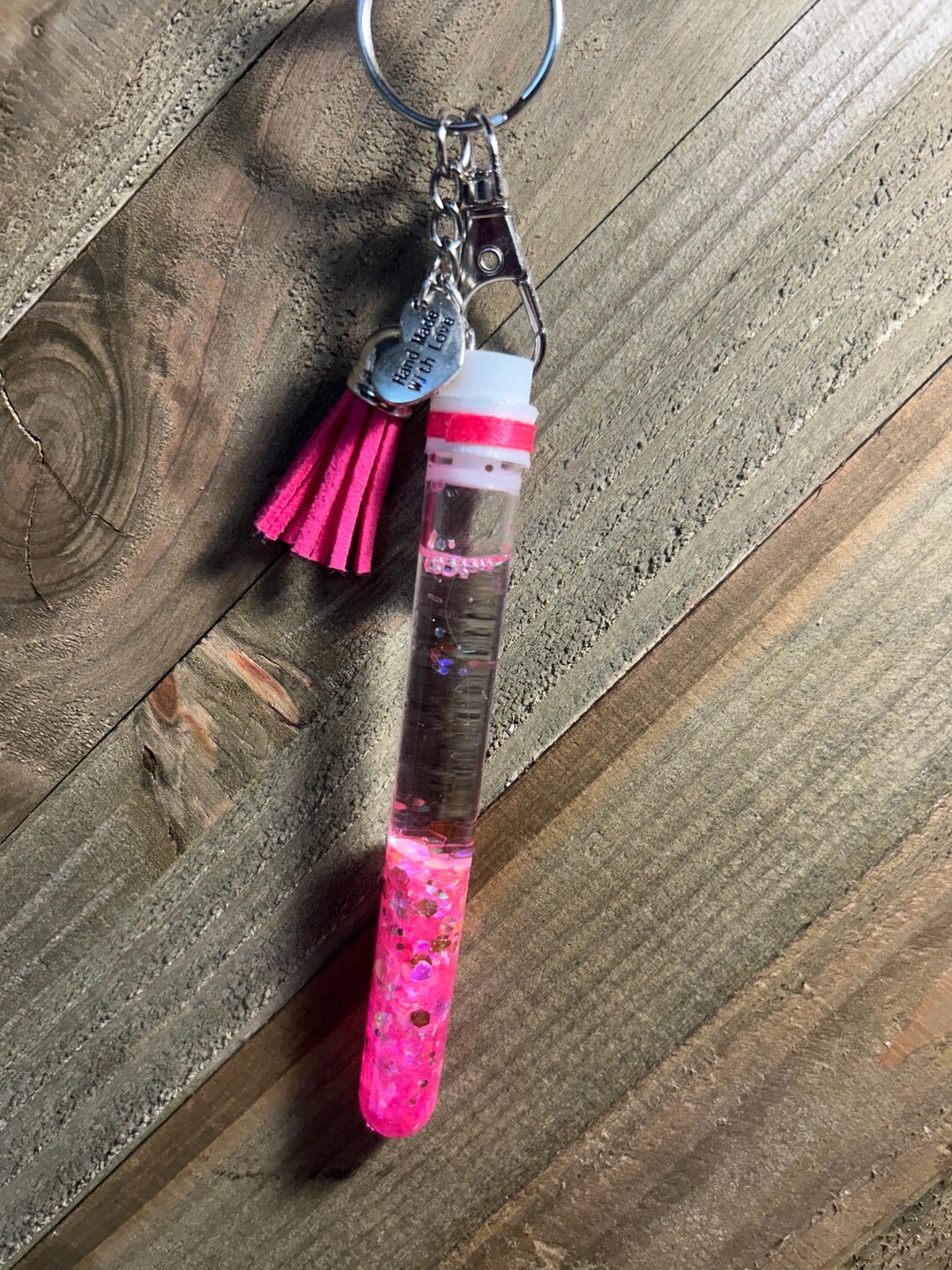 Pink Keycbain, Liquid Keychain, Pink Glitter Keychain, Sensory Keychain ...