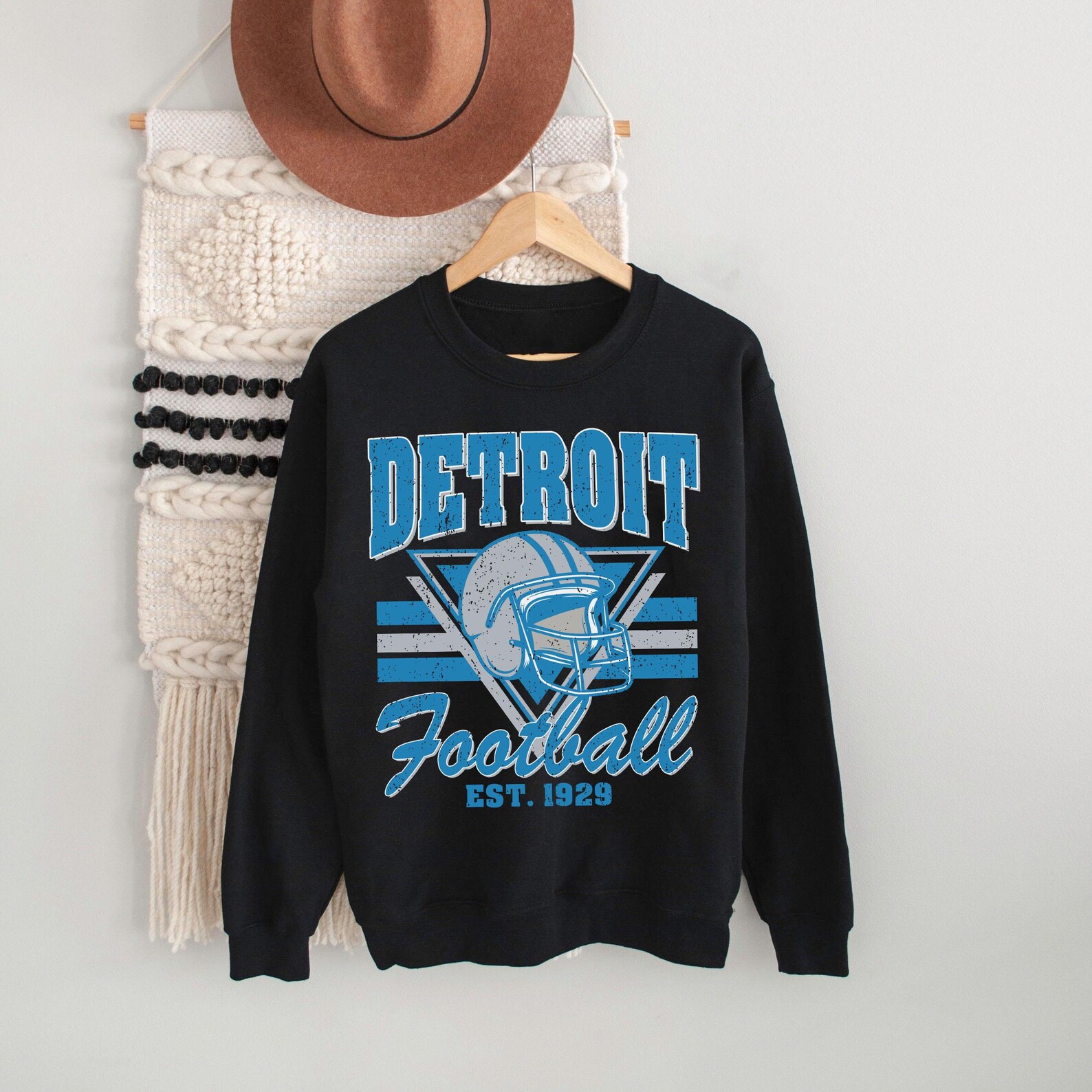 Retro Detroit Football Shirt, Distressed Detroit Football Sweatshirt ...
