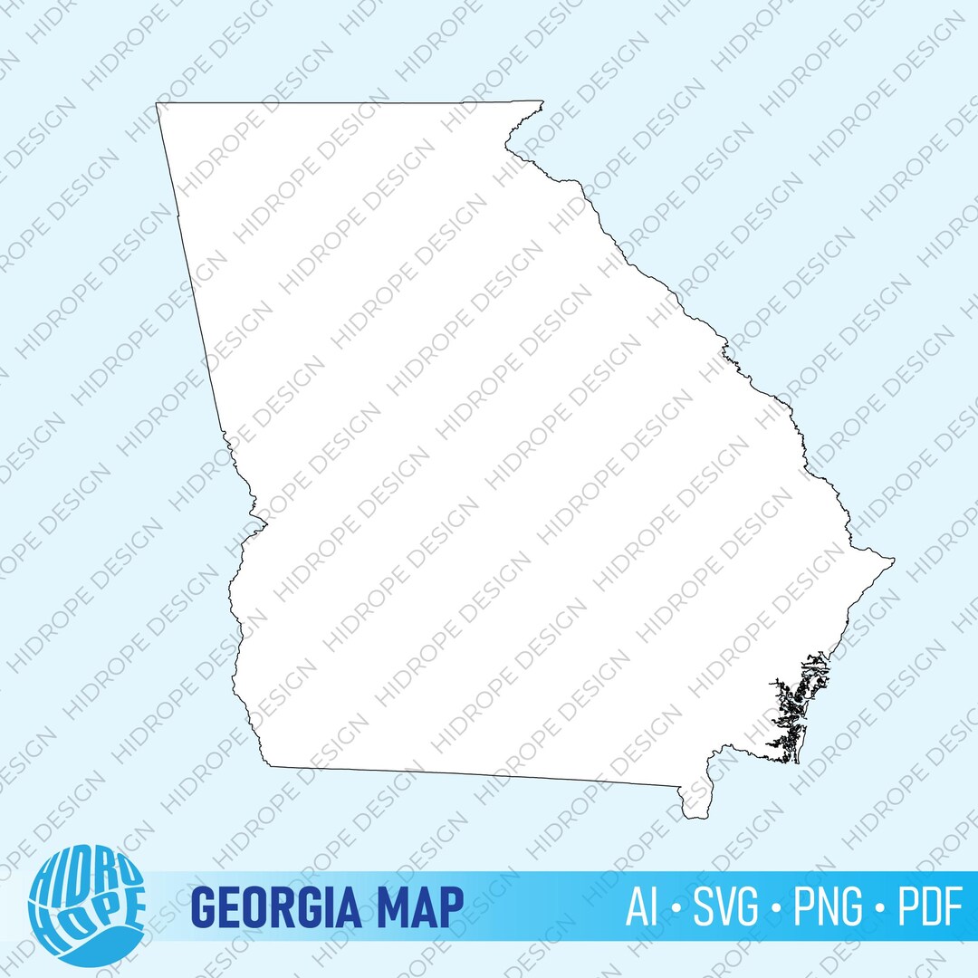 Georgia State US Map High Quality Detailed Outline Vector Simple | Ai ...