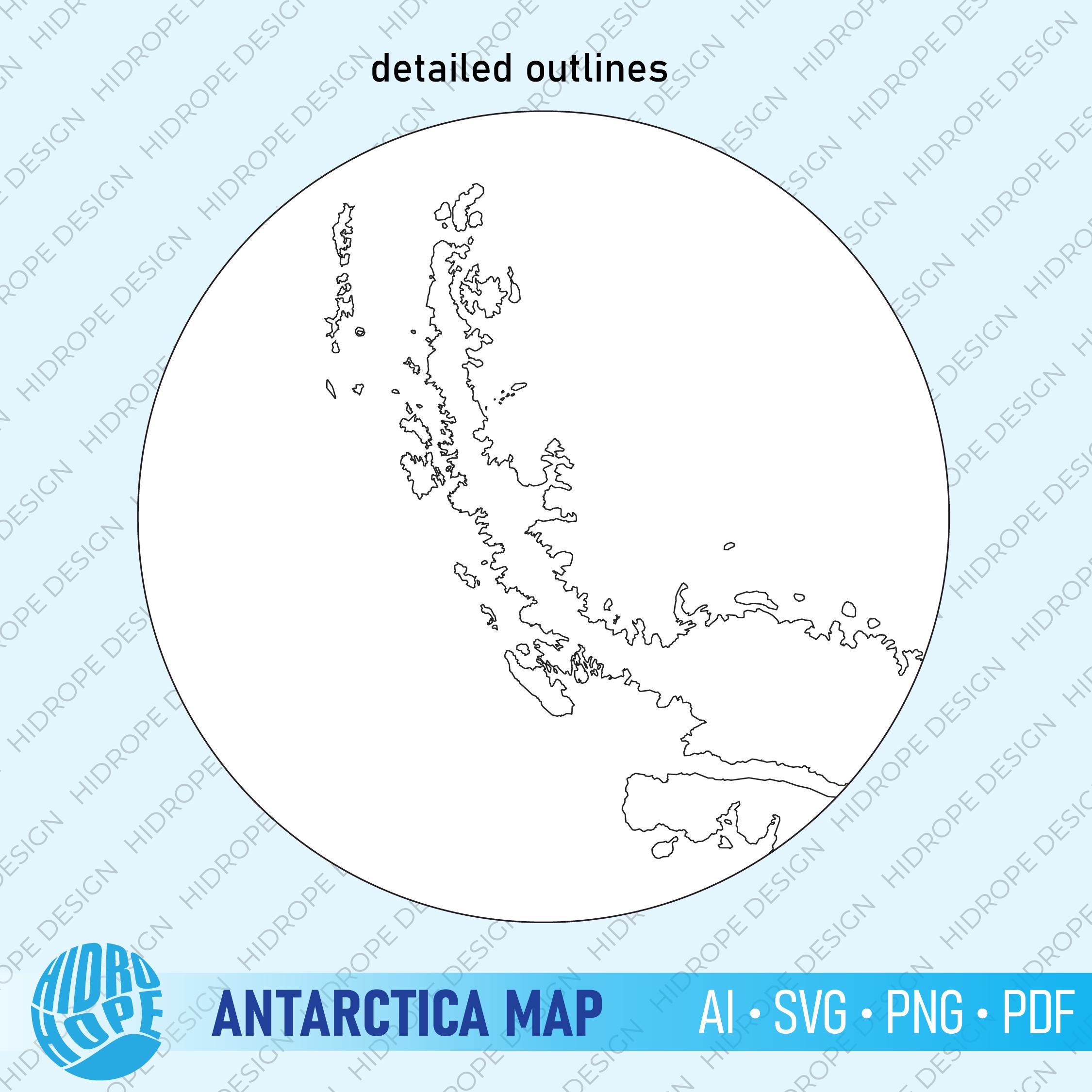 Antarctica Continent Map High Quality Detailed Outline Vector Simple ...