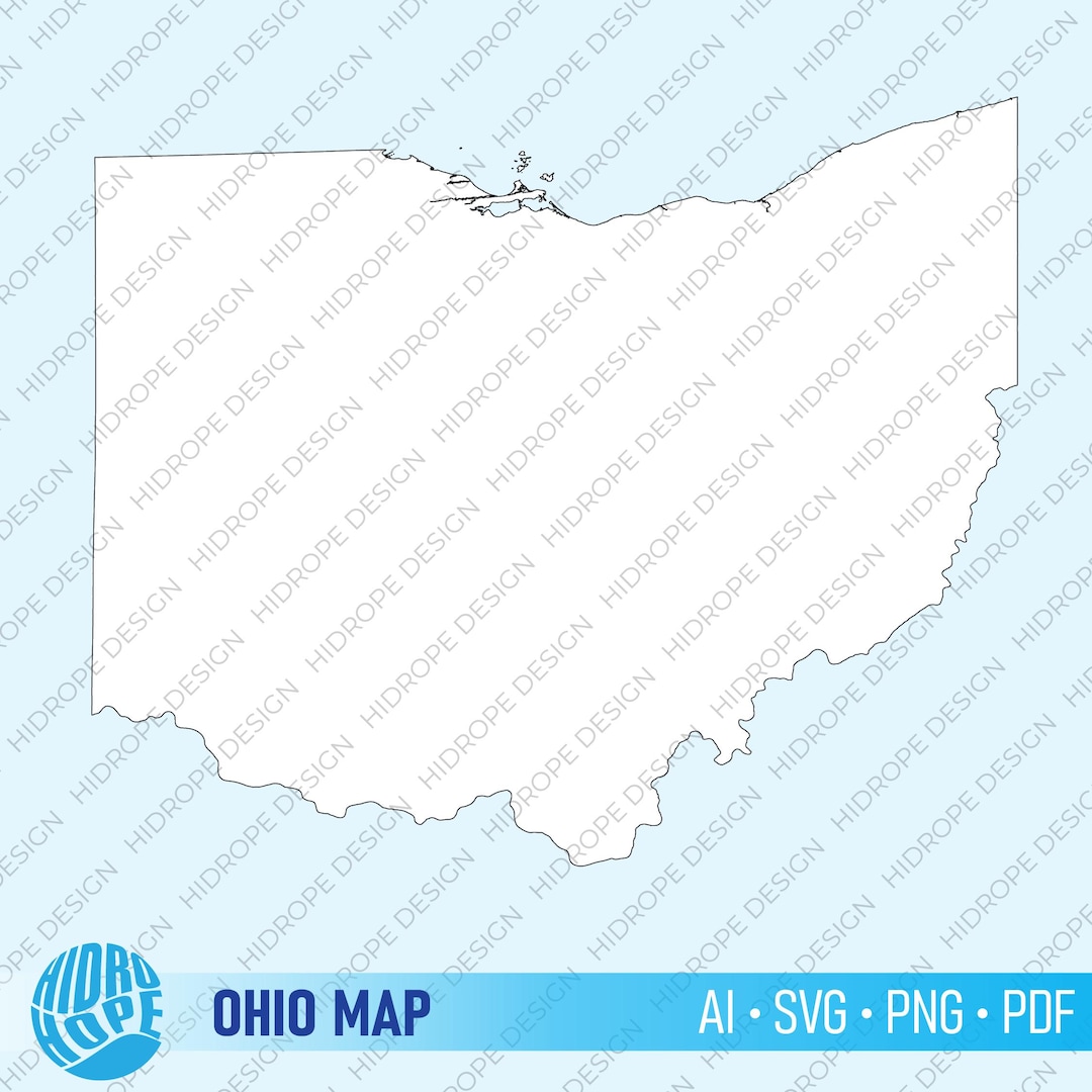 Ohio State Map High Quality Detailed Outline Vector Simple | Ai Svg Png ...