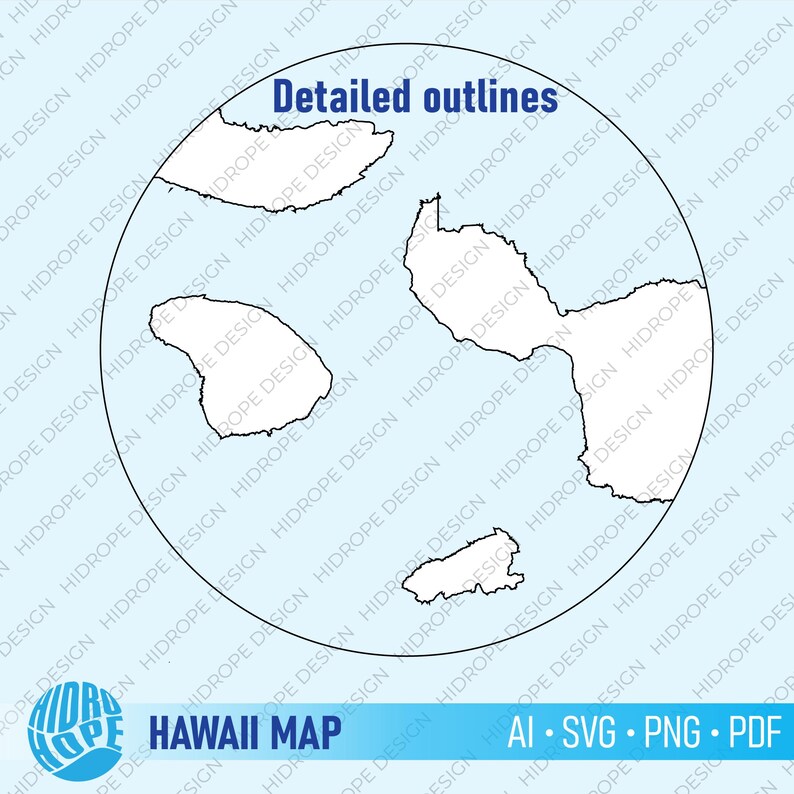 Hawaii State Map High Quality Detailed Outline Vector Simple | Ai Svg ...