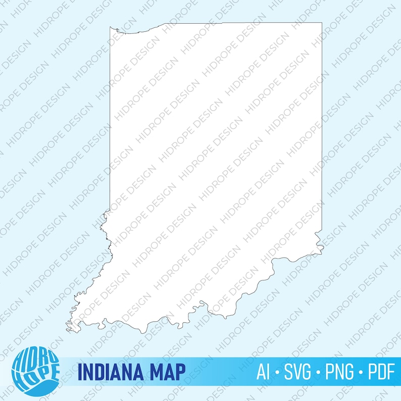 Indiana State Map High Quality Detailed Outline Vector Simple | Ai Svg ...