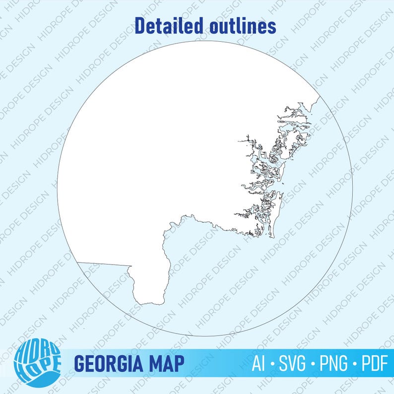Georgia State US Map High Quality Detailed Outline Vector Simple | Ai ...