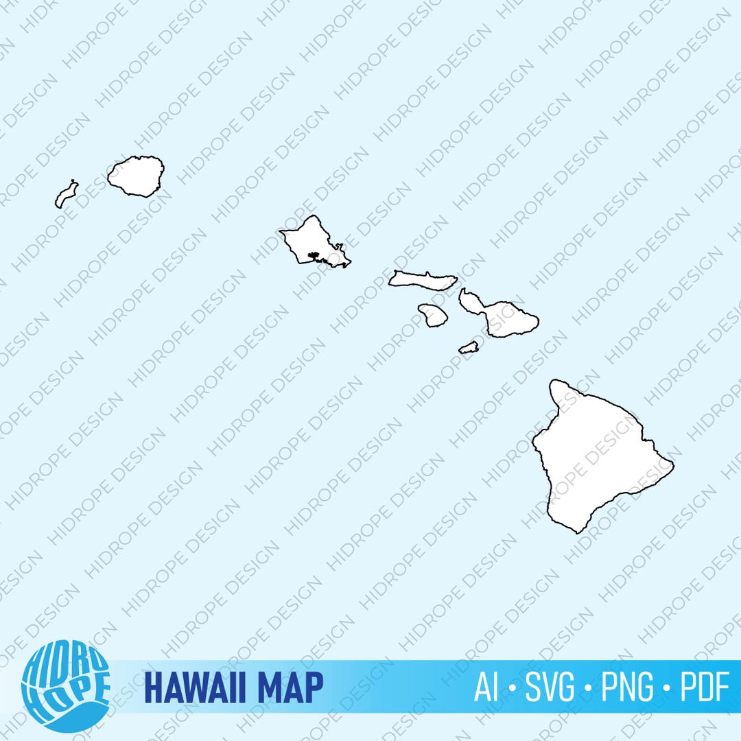 Hawaii State Map High Quality Detailed Outline Vector Simple | Ai Svg ...