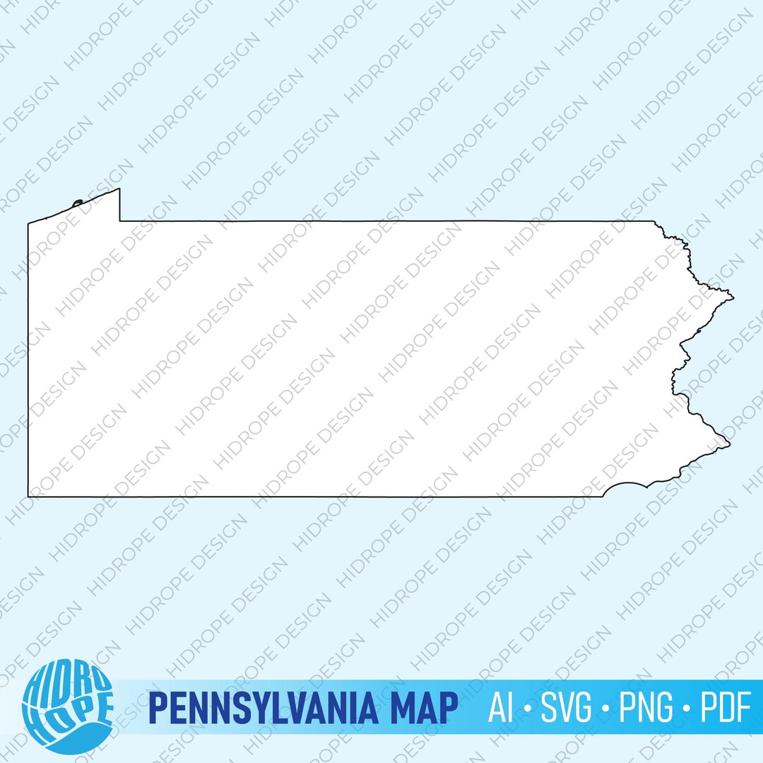 Pennsylvania State Map High Quality Detailed Outline Vector Simple | Ai ...