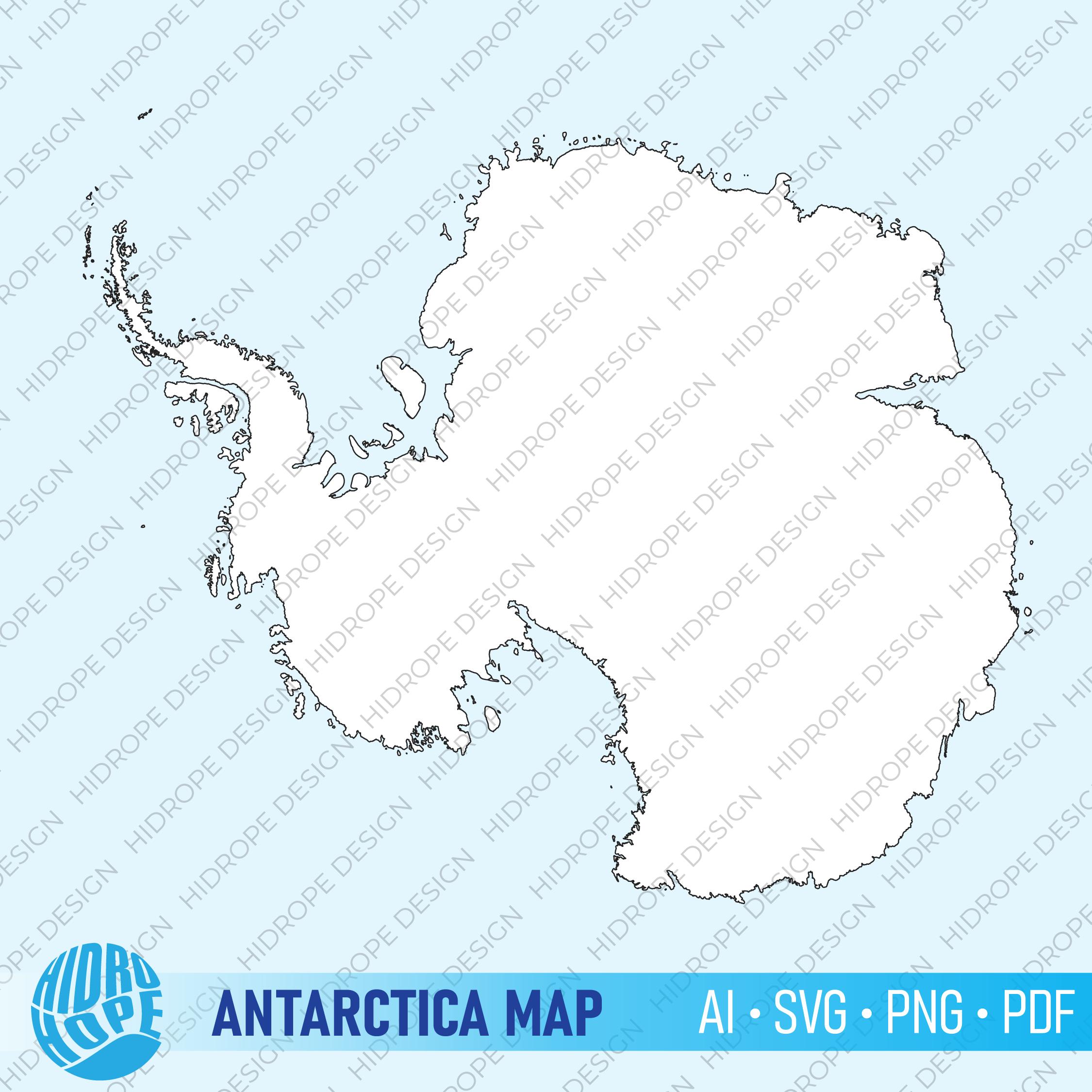 Antarctica Continent Map High Quality Detailed Outline Vector Simple ...