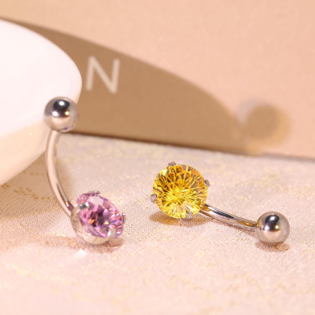 14G G23 Titanium Belly Button Ring 10mm Fireworks Zircon Prong Set ...
