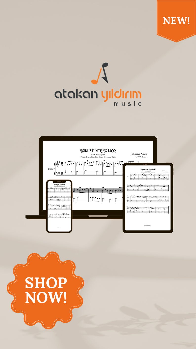 Minuet in G Major Piano Sheet Music Score Johann Sebastian Bach - PDF ...