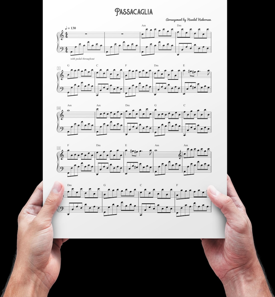 Handel Halvorsen Passacaglia Piano Sheet Music With Note Letters (PDF ...