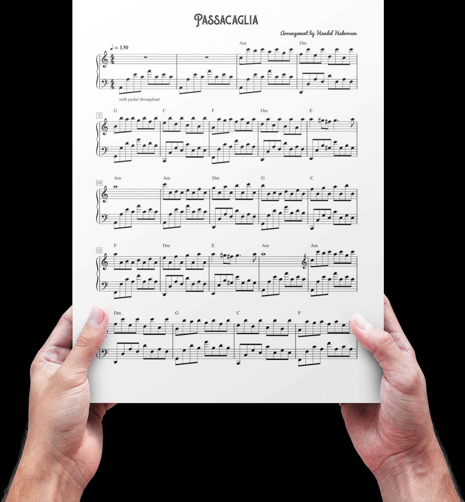 Handel Halvorsen Passacaglia Piano Sheet Music With Note Letters (PDF ...