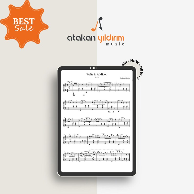 ABC - Chopin Waltz A Min Piano Sheet Music With Note Names for Self ...