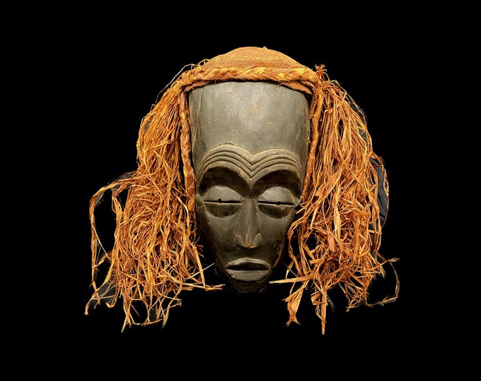 Hand Carved Mask From the Congo With Dried Grass Hair - Etsy