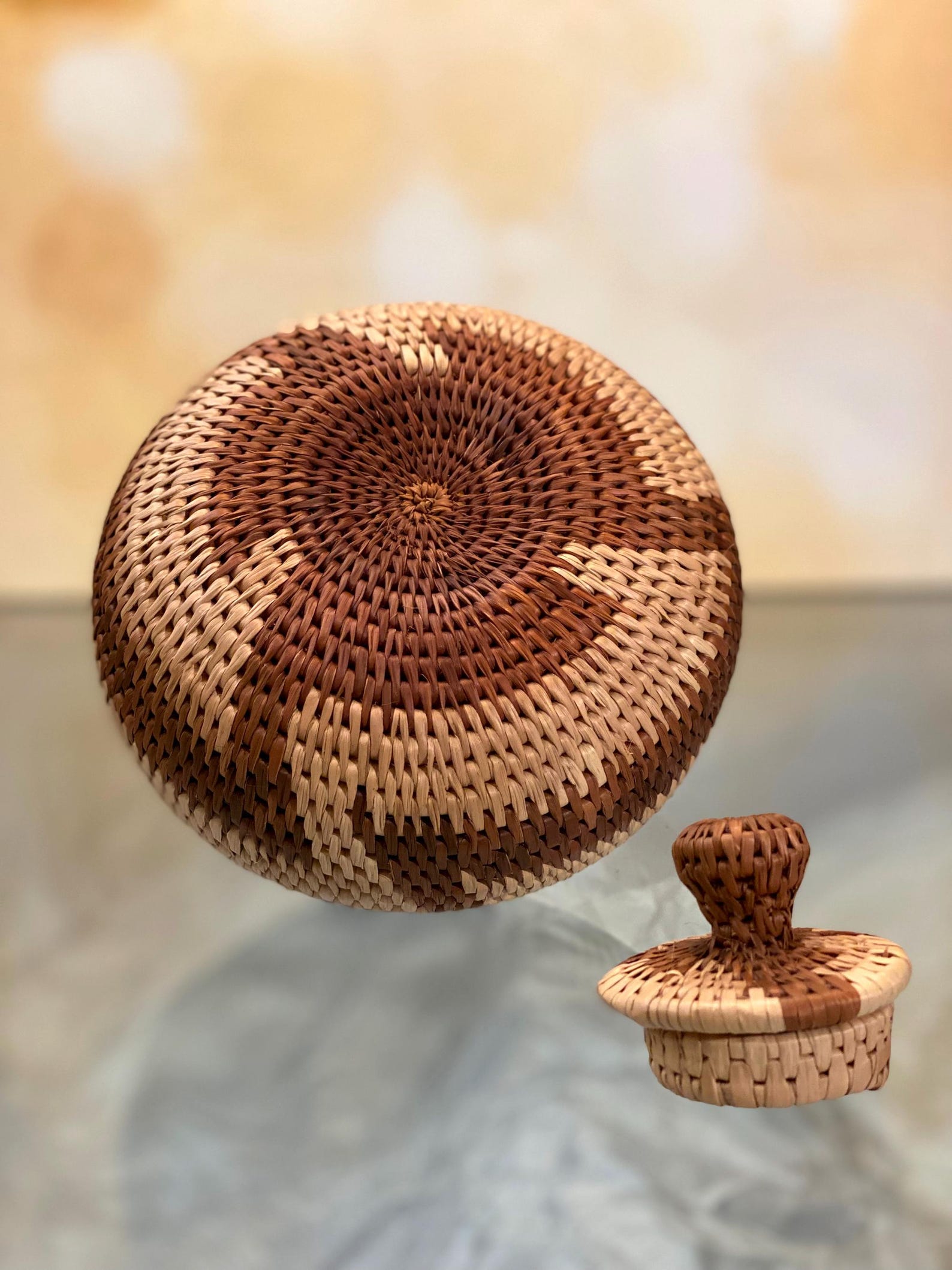 Vintage Round Reed Basket From Botswana - Etsy