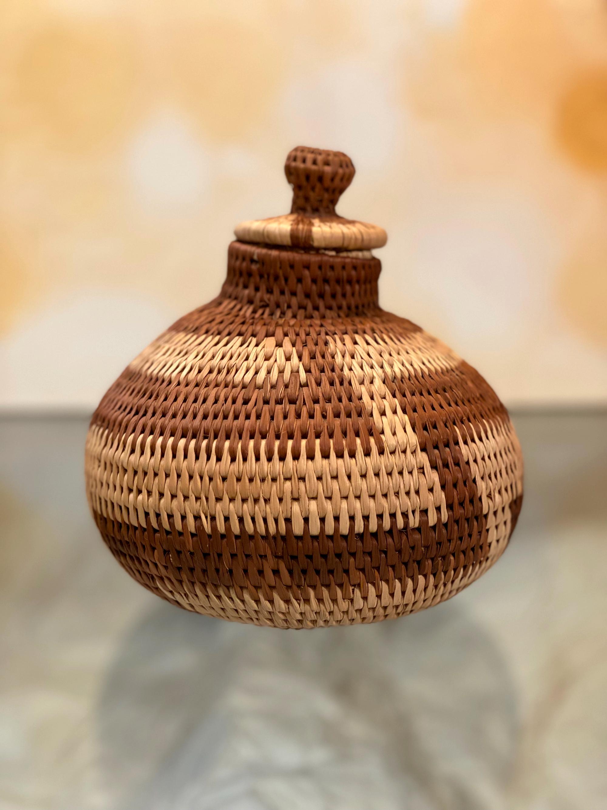 Vintage Round Reed Basket From Botswana - Etsy