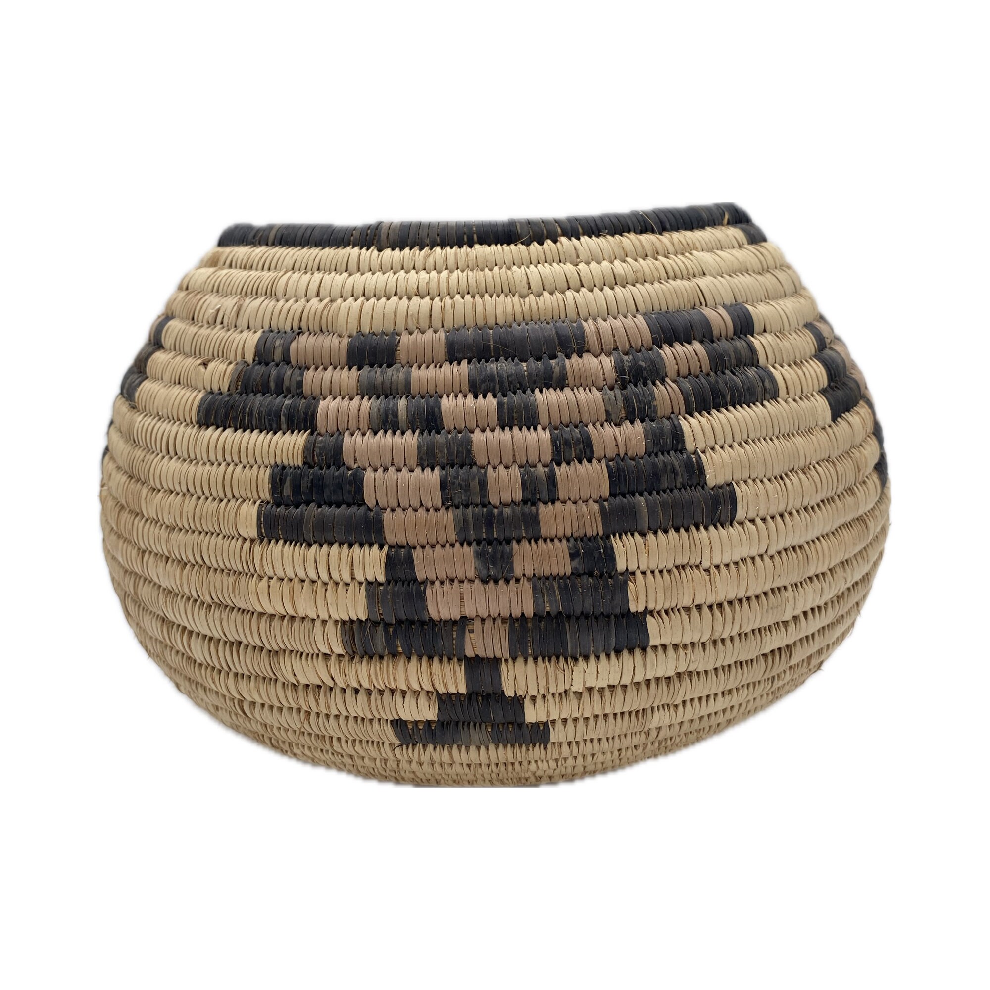 Round Decorative Reed Basket From Botswana - Etsy