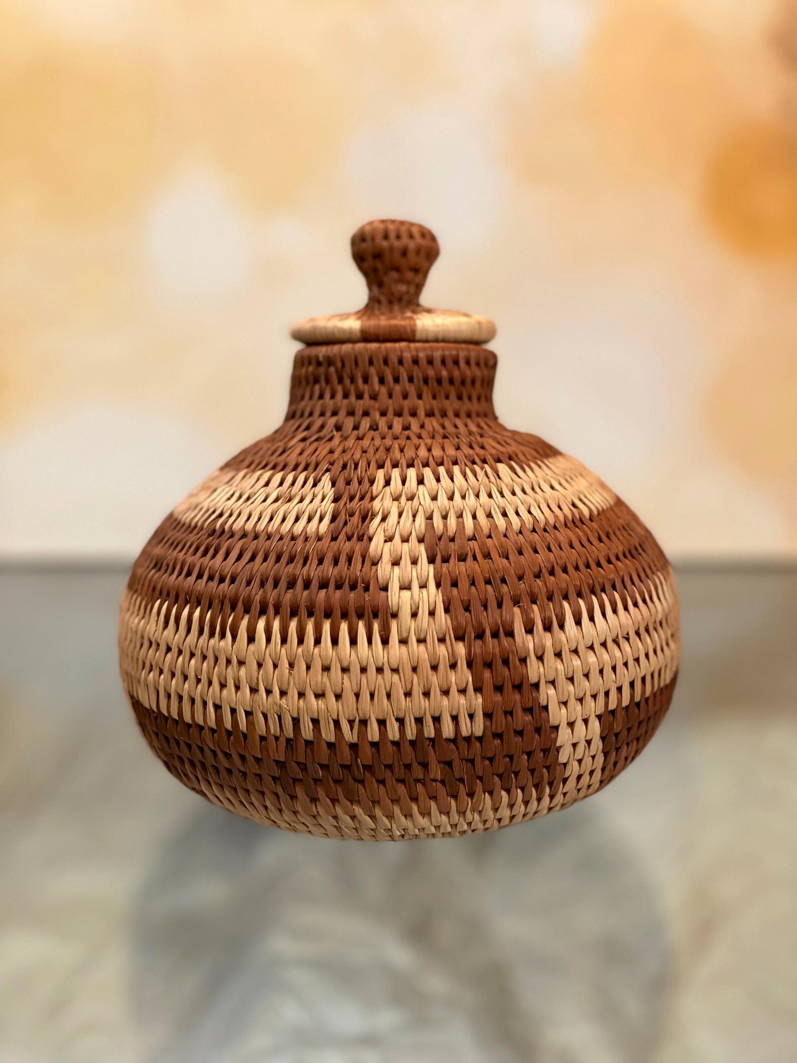 Vintage Round Reed Basket From Botswana - Etsy