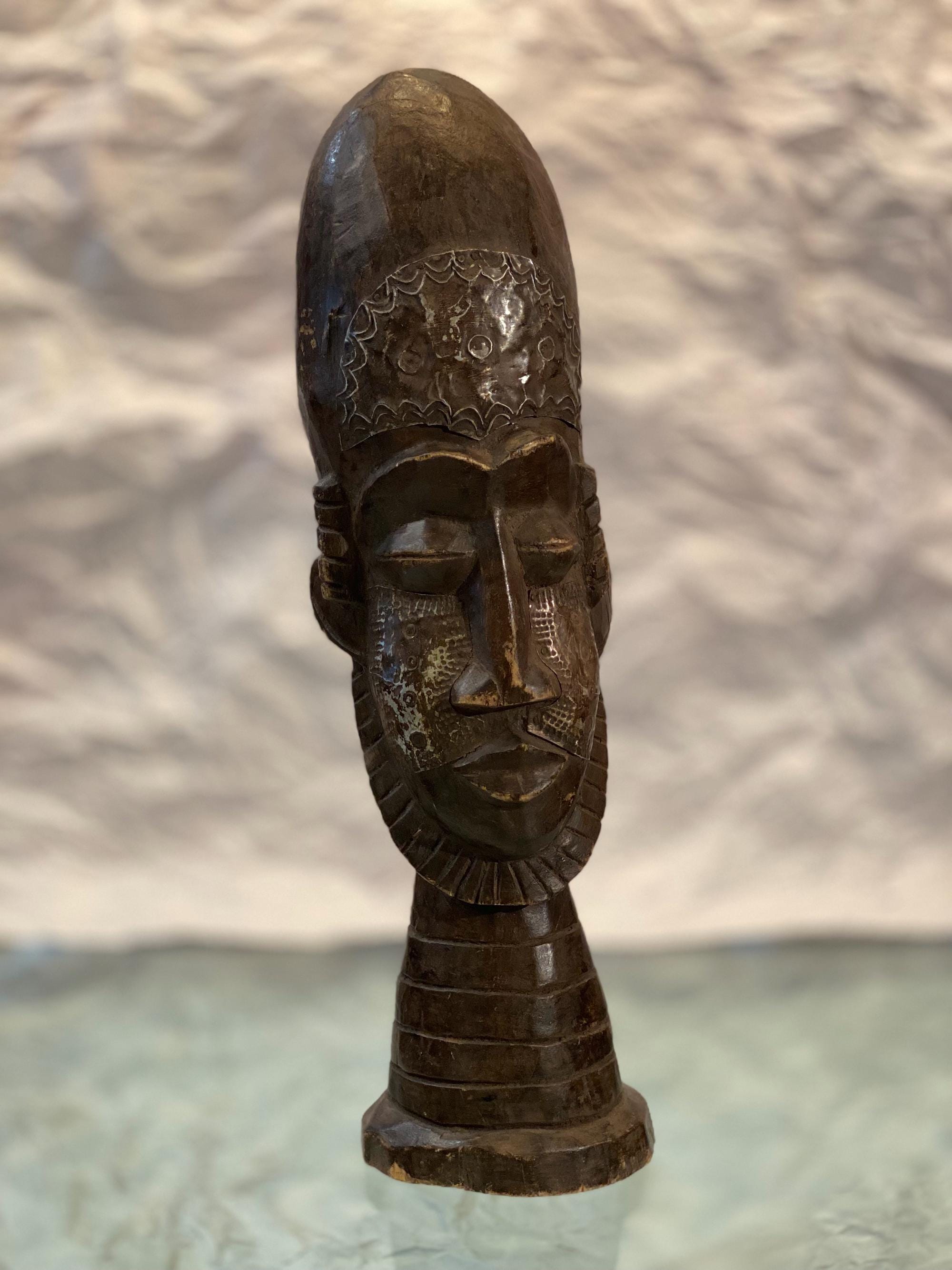 Large Masai Warrior Head With Tin Accents From Tanzania - Etsy